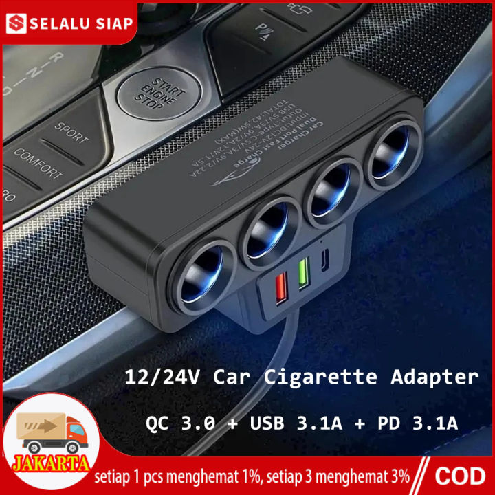 Splitter Socket Lighter Mobil Fast Charger Socket Lighter Extension 4 ...