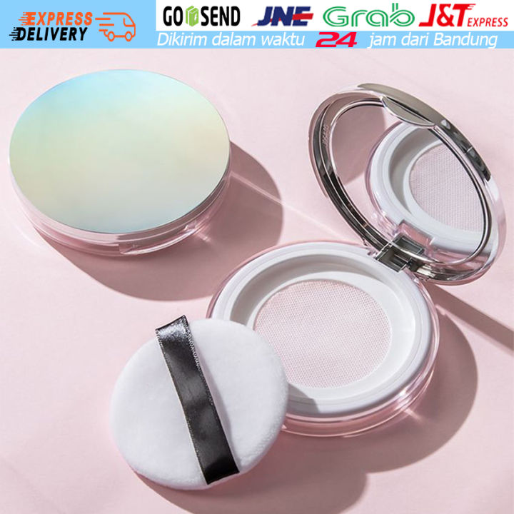 Tempat Bedak Tabur Mini Travel + Sponge + Cermin / Wadah Bedak Tabur ...