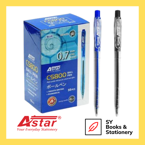 ASTAR Click Ball Pen 0.7mm Black Blue Red / Bola Pen Alat Tulis | Lazada