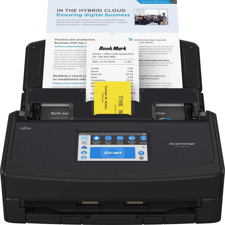 Fujitsu ScanSnap iX1600 Versatile Cloud Enabled Document Scanner for Mac or PC, Black ScanSnap ...