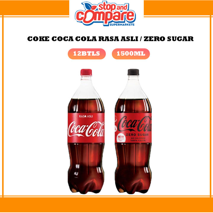 Coke Coca Cola Rasa Asli / Zero Sugar (12 x 1.5L) | Lazada Singapore