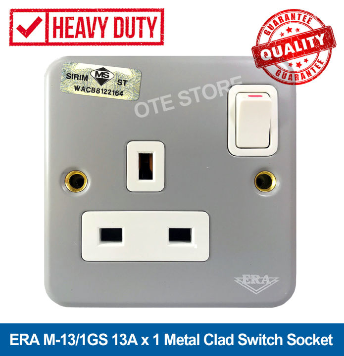 ERA M-13/1GS 1GANG 13A Heavy Duty Metal Clad Switched Socket (Sirim ...
