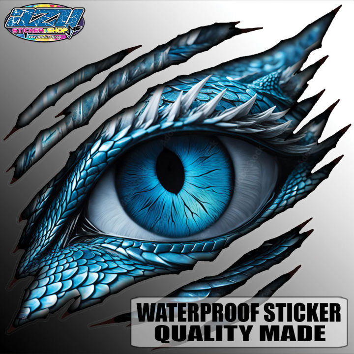 Dragon Eye Blue -Scratch Design Sticker for Car, MC, Thumbler etc ...