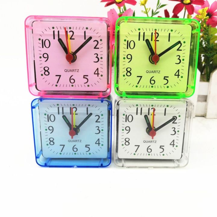 VBBN Mute Square Alarm Clock Candy Color Transparent Mini Table Clock ...