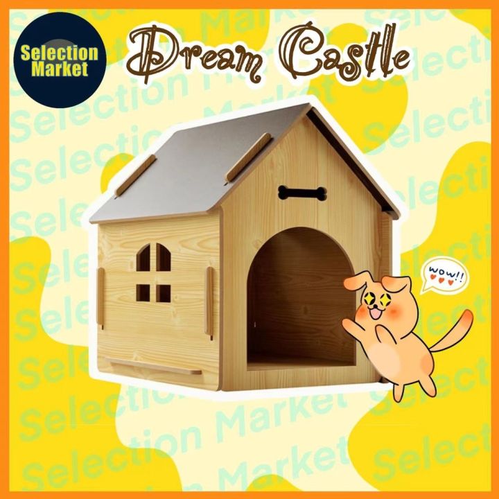 NEW Wooden Puppy House Teddy Cabin Dog Kennel Removable Dog House ...