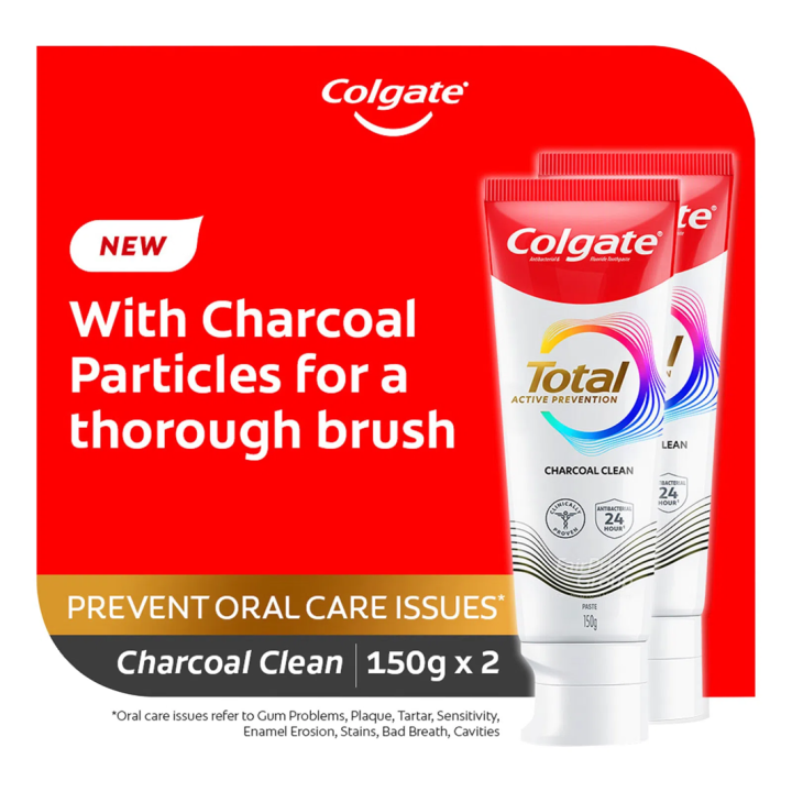 Colgate Total Charcoal Clean Toothpaste Valuepack 150g x 2 (ExpDate ...