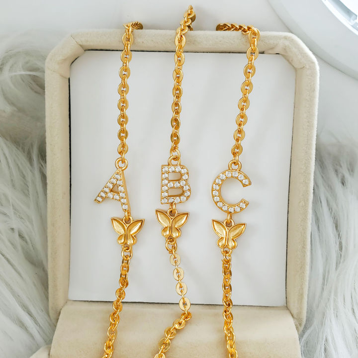 Yuwen Gelang Rantai Nuri Huruf Alfabet Kupu-Kupu Warna Emas | Lazada ...
