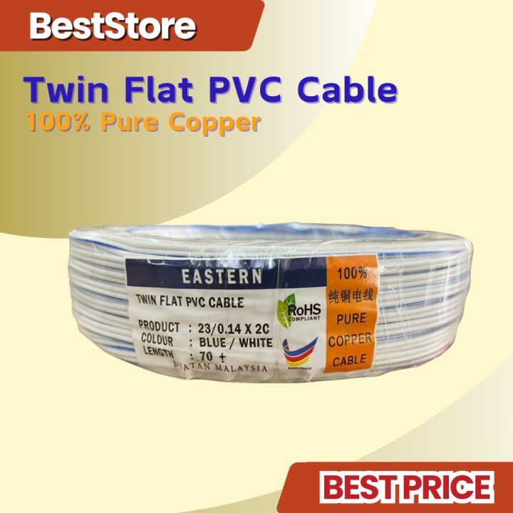 BLUE WHITE CABLE 60 Meter Pure Copper 23/0.14 x 2 Core Blue White PVC ...