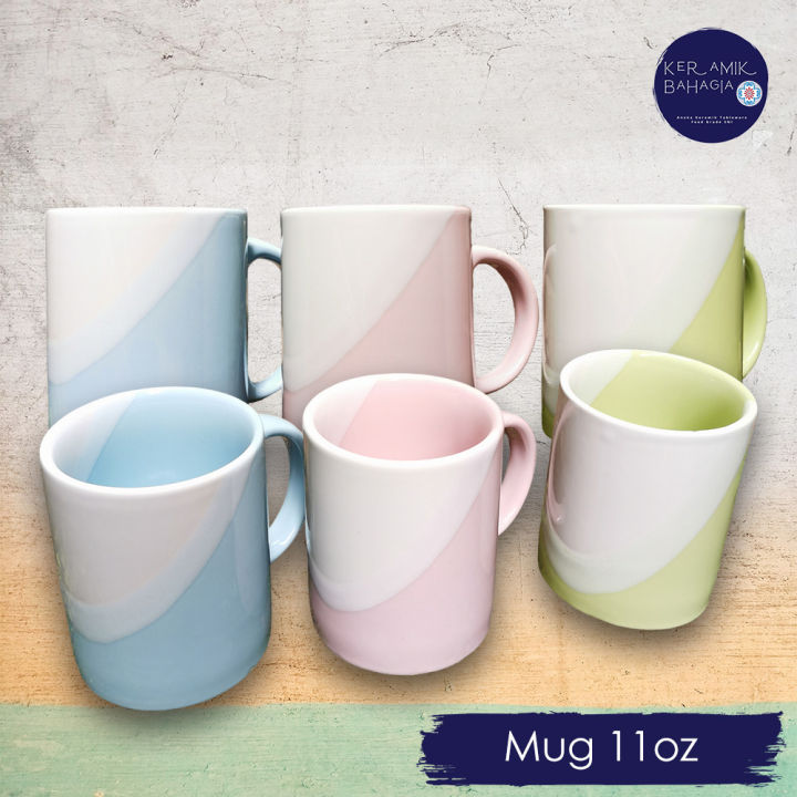 Mug Gagang 11oz / Gelas Keramik Dua Warna / 2 Warna / Two Tone 300ml ...