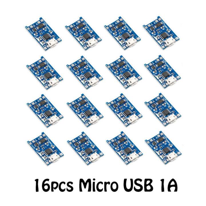 16PCS Micro USB 5V 1A 18650 TP4056 Li-ion Lithium Charger Module ...