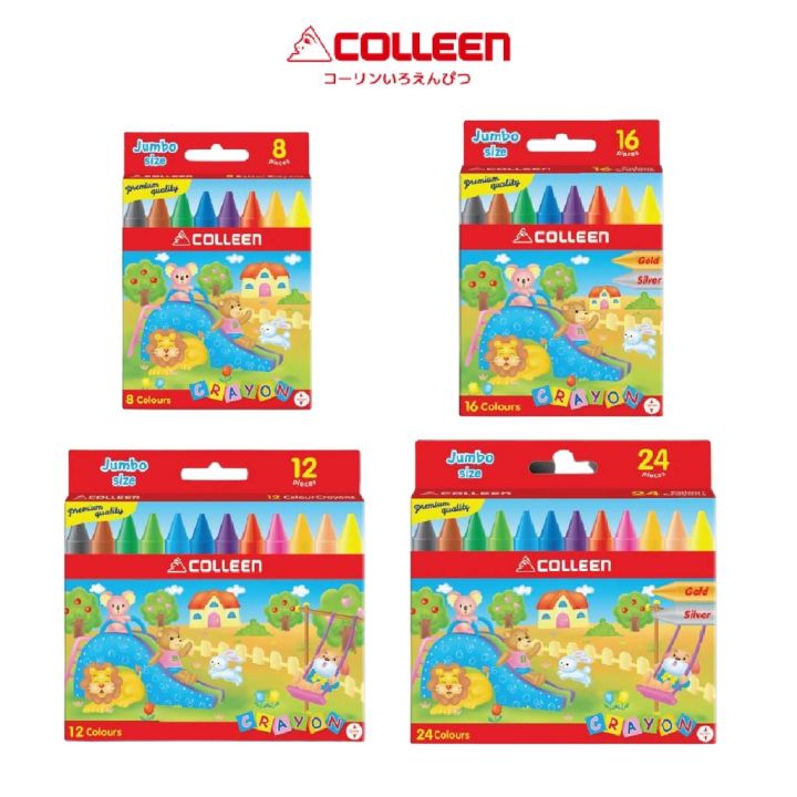【COLLEEN】Jumbo Wax Crayon 8/12/16/24 Colours (BUY 1 FREE 1) | Lazada