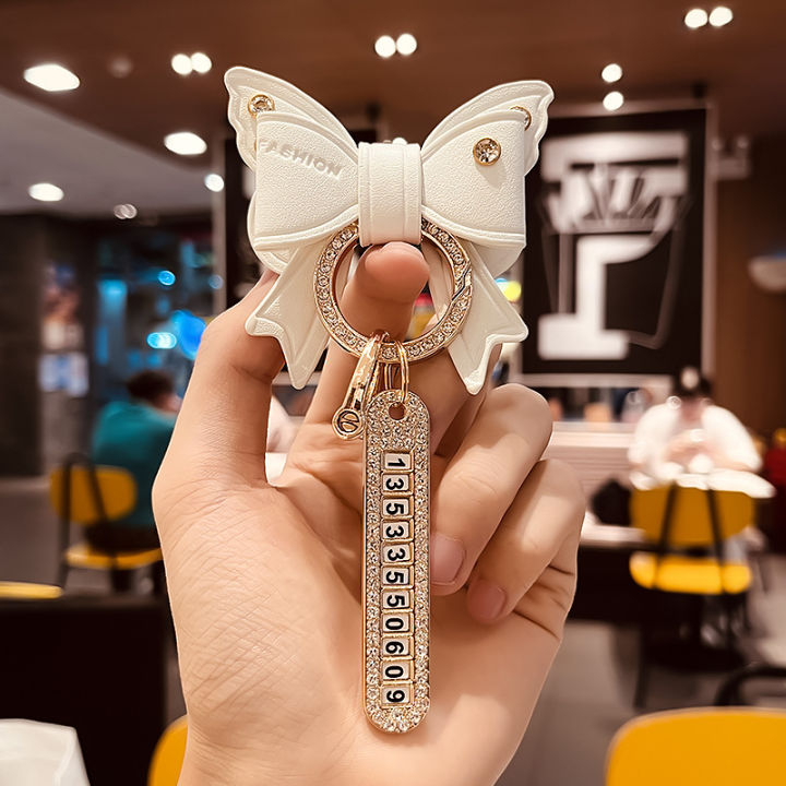 gold keychain phone keychain cool key buckle car keychain bow keychain ...