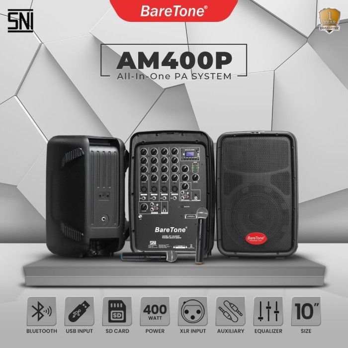 Speaker Aktif BareTone AM400P With Power Mixer | Lazada Indonesia