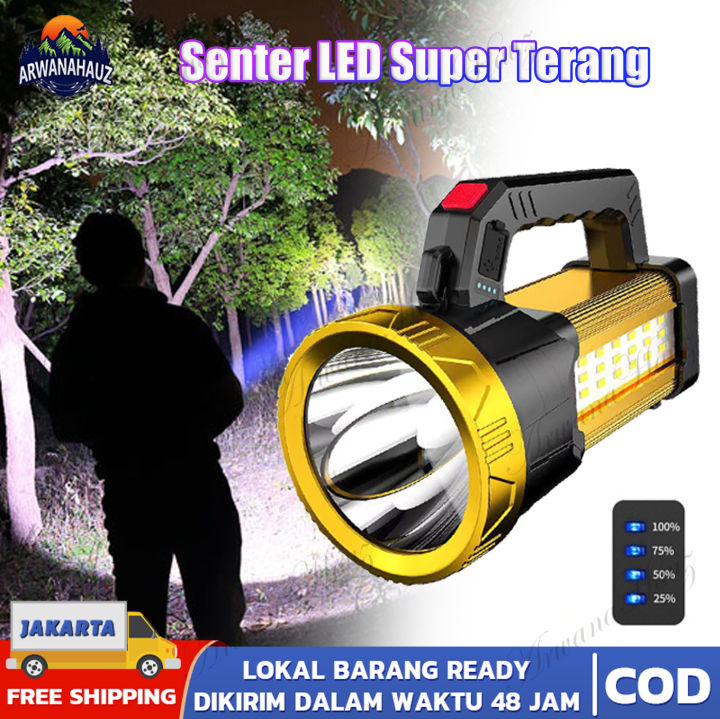 Senter LED Super Terang Jarak Jauh 3 Mode Senter Camping Jumbo ...