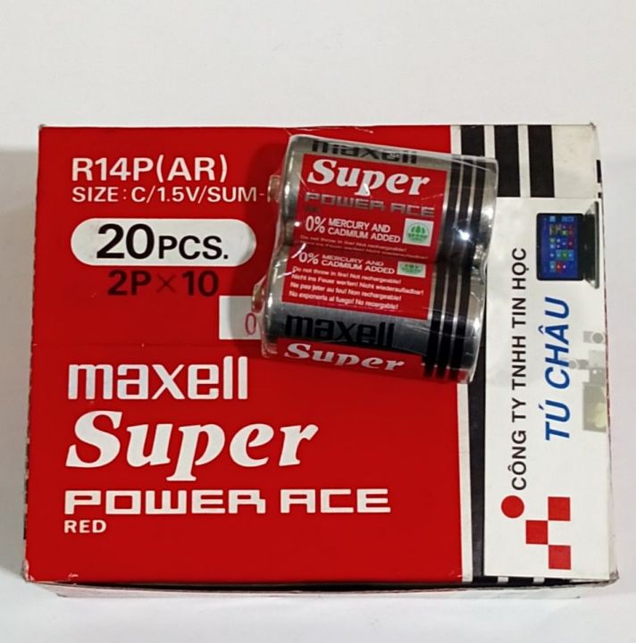 Pin C Maxell Super Power: R14P(AR) SIZE C/1.5V/SUM-2 (R14UT/2S): Hộp 10 ...