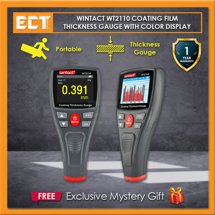 Wintact WT2110 Coating Film Thickness Gauge with Color Display for Measurement of Non-Magnetic ...