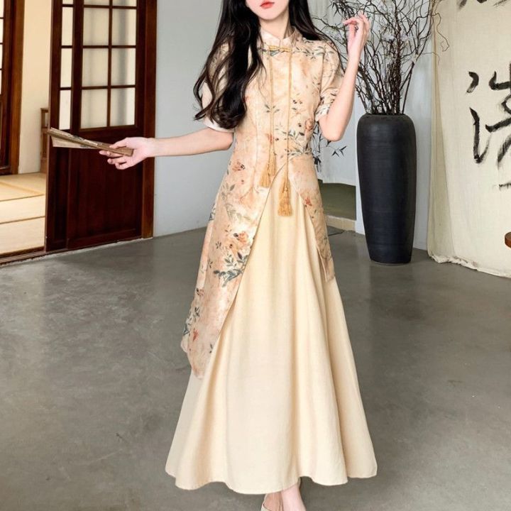 New Chinese Style Improved Qipao Dress, Summer Plus Size French Vintage ...