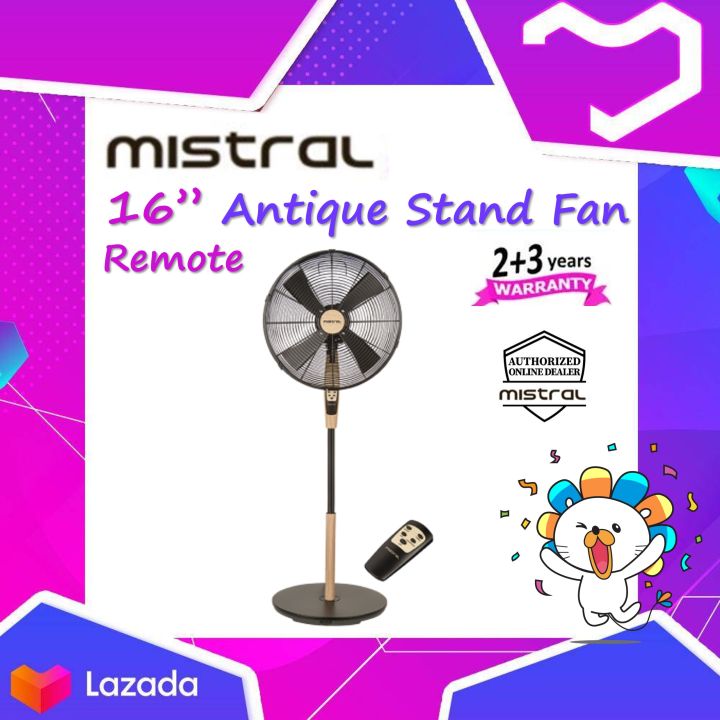 Mistral 16" Antique Remote Control Stand Fan Metal Blade MSF-1615R ...