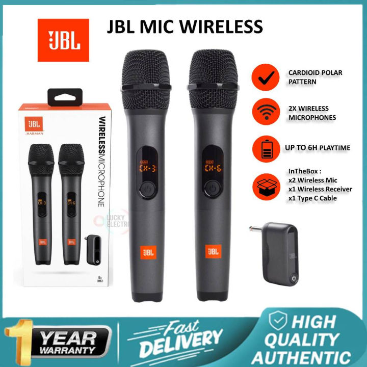 JBL Microphone Wireless 2 Mic Profesional Mic Karaoke With Receiver ...