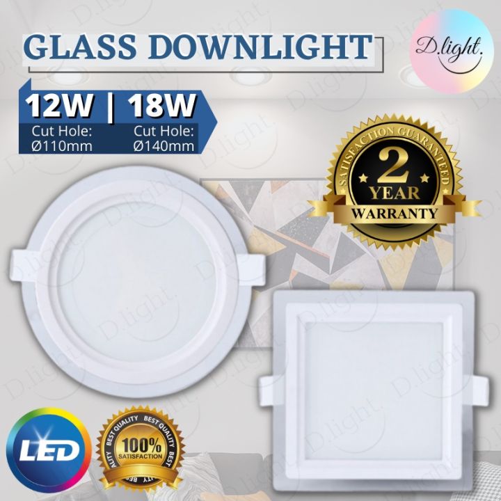 [2 Years Warranty] 12W 18W LED GLASS DOWNLIGHT RECESSED CEILING LIGHT ...