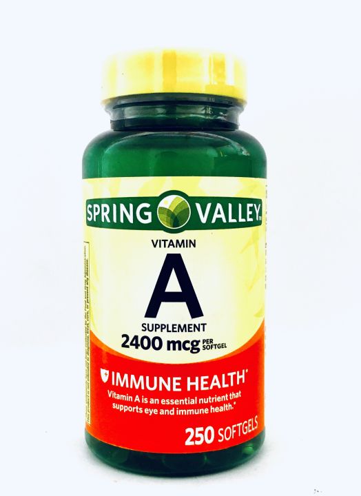 Spring Valley Vitamin A 2400 mcg per Softgel 250 Softgels Expiry date 5 ...