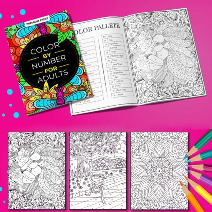 YUDESHUI Anxiety Therapy Color By Number for Adult 80 Pages Stress ...