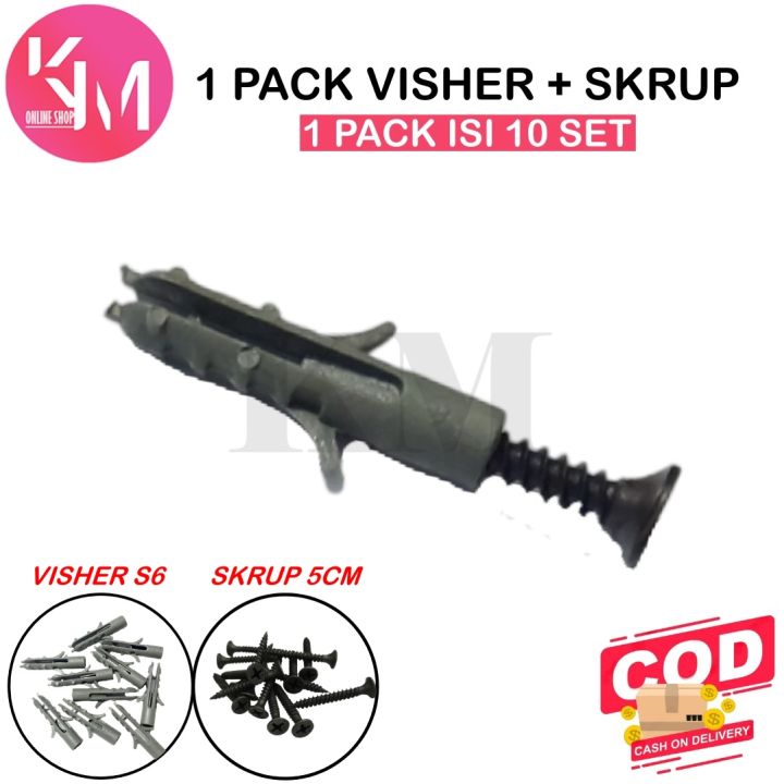 Spiser Set Sekrup Screw Gypsum Hitam Spiser S6 Skrup Drywall Set 5 CM ...