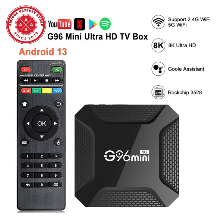 G96 Mini TV Box 8K Ultra HD 4GB+64GB Wireless 2.4G/5G dual-band WiFi ...