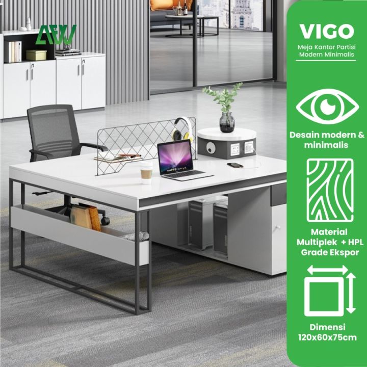 VIGO Workstation Workdesk Office Meja Kantor Partisi Modern Minimalis ...