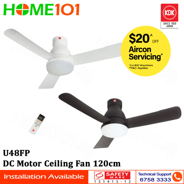 KDK DC Motor Ceiling Fan with LED Light & Remote Control 120cm U48FP ...