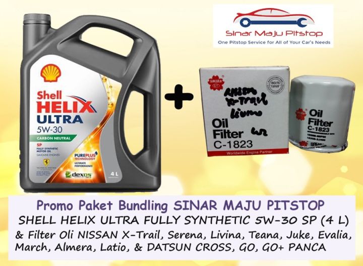 Paket Bundling Oli Mobil SHELL HELIX ULTRA HX8 5W-30 API SP Original 4 ...