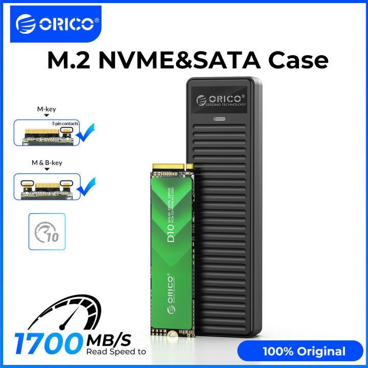 ORICO M.2 Dual protocol NVMe SATA SSD Enclosure USB Type C 10Gbps USB3.2 Gen2 M2 SSD Enclosure ...