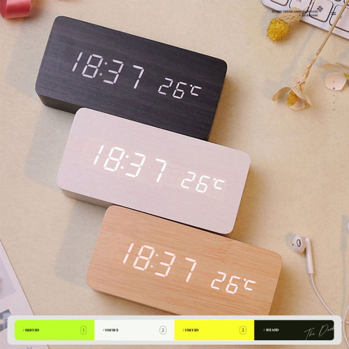 Modern Wooden Led Smart Alarm Clocks For Bedrooms Bedside Table Square ...