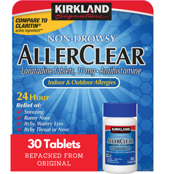 Kirkland Allerclear, 30 allergy tabs, Repackd frm Orig bot.,Exp 12/30 ...