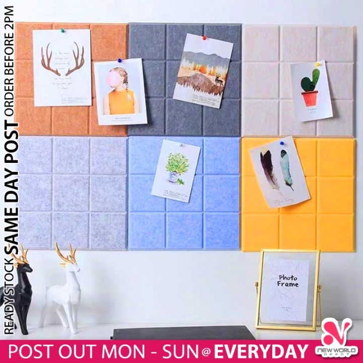 𝗖𝗨𝗧𝗧𝗔𝗕𝗟𝗘 》Self Adhesive Felt Wall Tiles Photo Memo Notice Board Office ...
