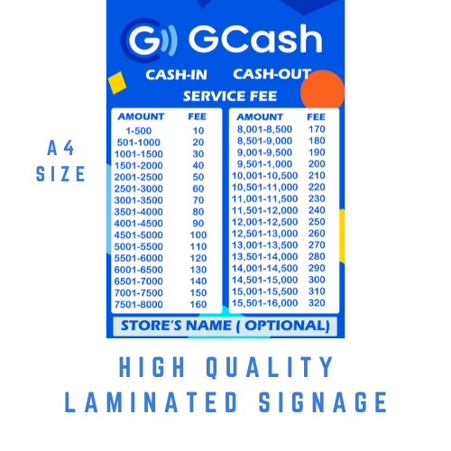 Laminated Store Signage(Makapal) / Gcash/ Service Fee/ Customizable ...