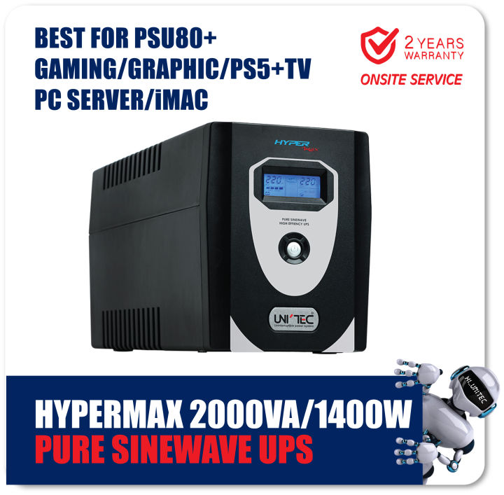 [แถมฟรีปลั๊กราง3ม] UPS 2000VA/1400W HYPERMAX PURE SINEWAVE เพียวซายน์ ...