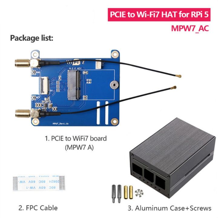 MPW7AC for 5 PCIE to M.2 E-Key WiFi7 Module with Case BE200 Support TPU ...