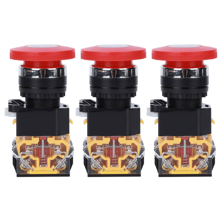 3PCS Emergency Stop Push Button Switch - 440V 10A, Durable Engineering ...