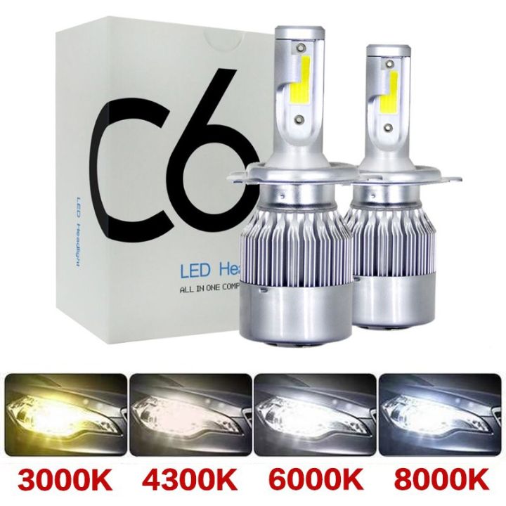 C6 เดิม LED ไฟหน้า H4 H7 H11 H1 HB3 H3 9005 9006 HB4 ซังรถหลอดไฟไฟตัดหมอกไฟหน้าอัตโนมัติ ...