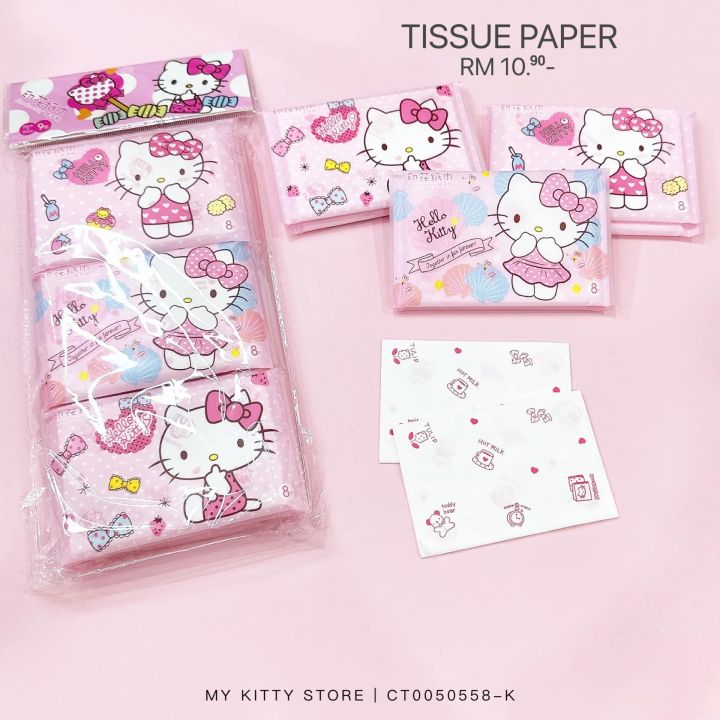 Hello Kitty Printed Tissue Set Of 9 Packets 3-Ply Tissue Paper | Lazada