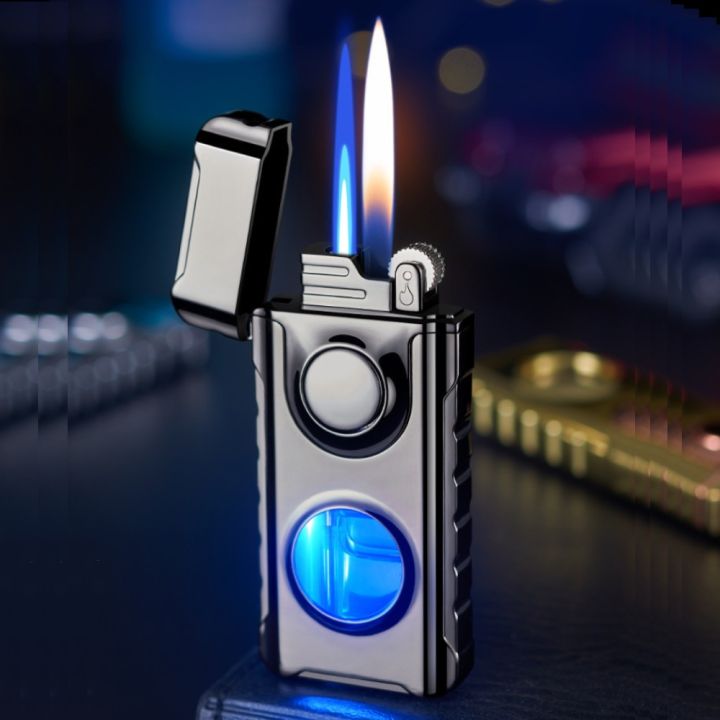 Round Window See thru Blue LED Butane Gas Jet Soft Flame Lighter | Lazada