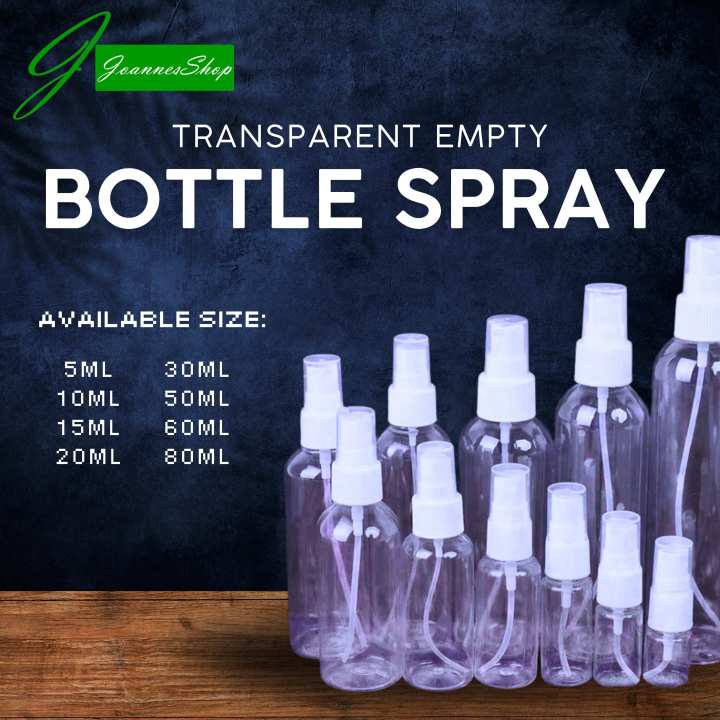 SPRAY BOTTLE TRANSPARENT - TRAVEL PLASTIC PERFUME BOTTLE (PER PIECE ...