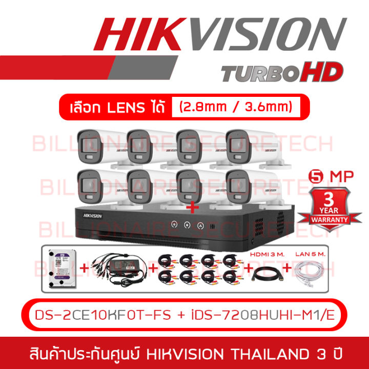 SET HIKVISION HD 8 CH 5 MP FULL SET : DS-2CE10KF0T-FS + iDS-7208HUHI-M1 ...