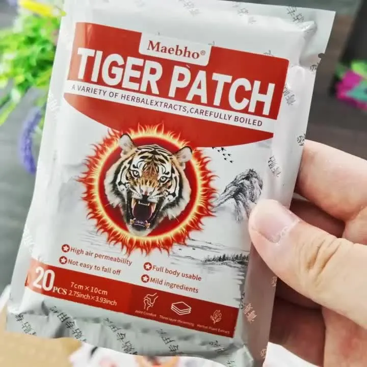 60PCS Tiger Patches,Chinese Tiger Back Patch, Ultra Strength Capsicum Heat Patches for Muscle ...