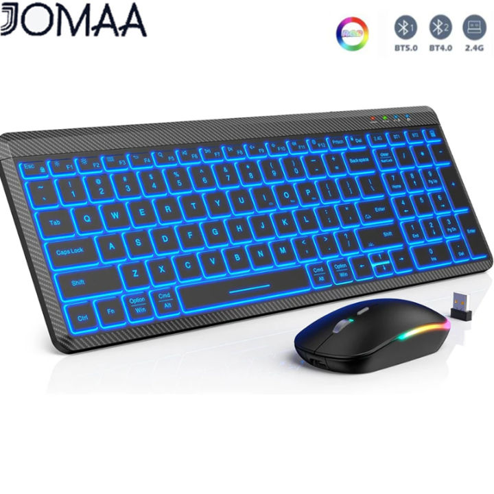 Jomaa Bluetooth 2 4g Wireless Keyboard And Mouse Backlit Slim