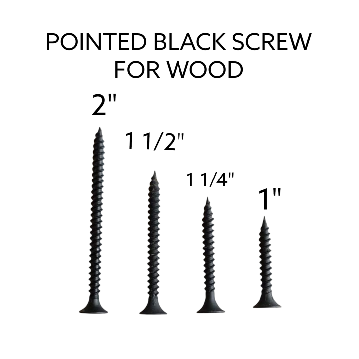 Pointed Black Screw for Wood (100 PCS/order) 1",1 1/4", 1 1/2", 2 ...
