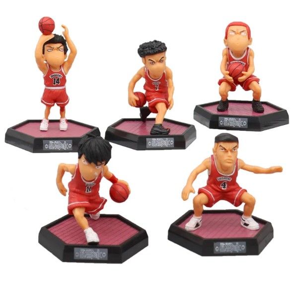 Slamdunk chibi figure set of 5 with octagon stand 8cm Sakuragi , Akagi ...