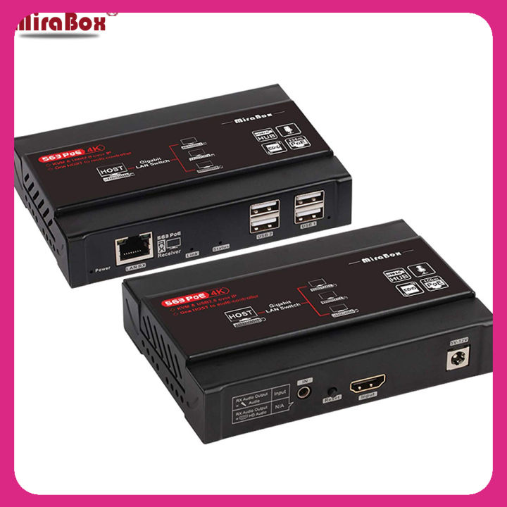 Mirabox HSV563 100m 4K KVM USB HDMI Over IP Cat5e Cat6 Extender Support ...