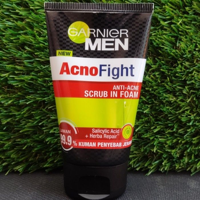 Garnier Men Acno Fight Anti-Acne Scrub In Foam Cleanser - 100 ml | Lazada Indonesia